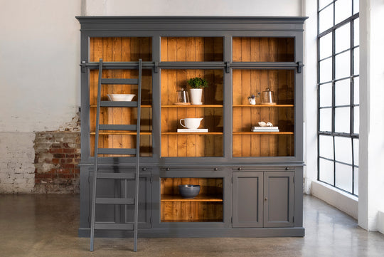 Modern Wooden Library Bookcase – Rustic Charm Interiors